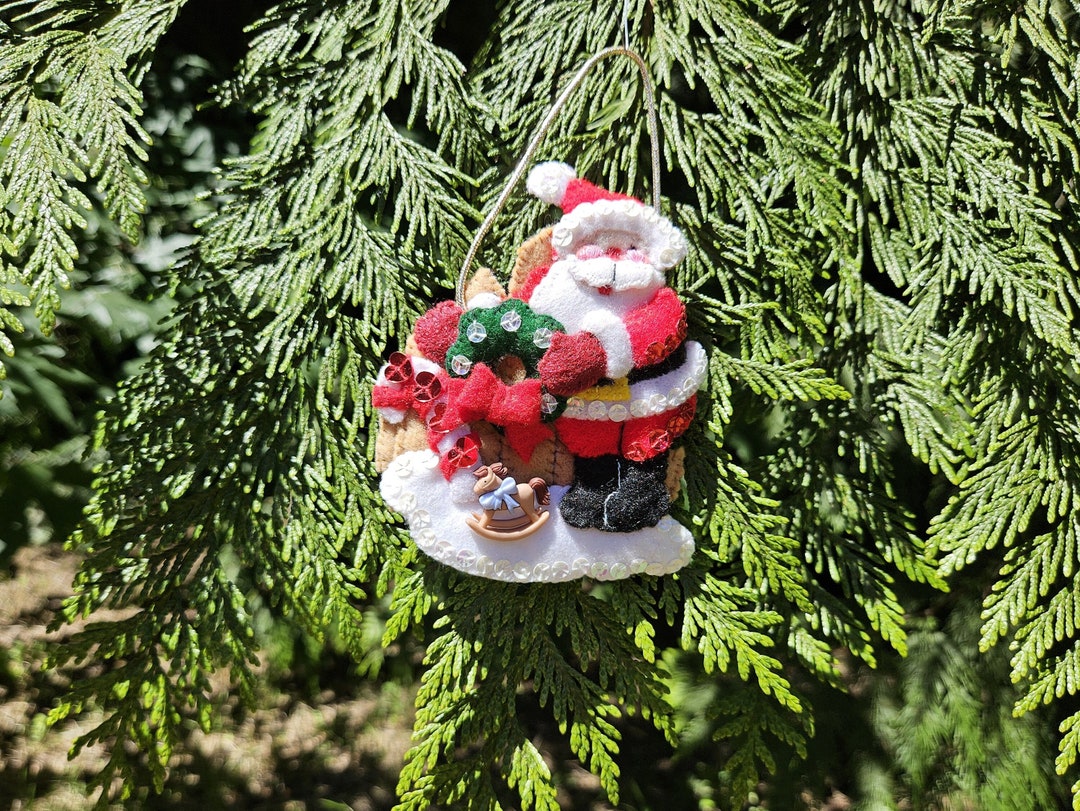Santa With Picket Fence and Present Ornament - Etsy