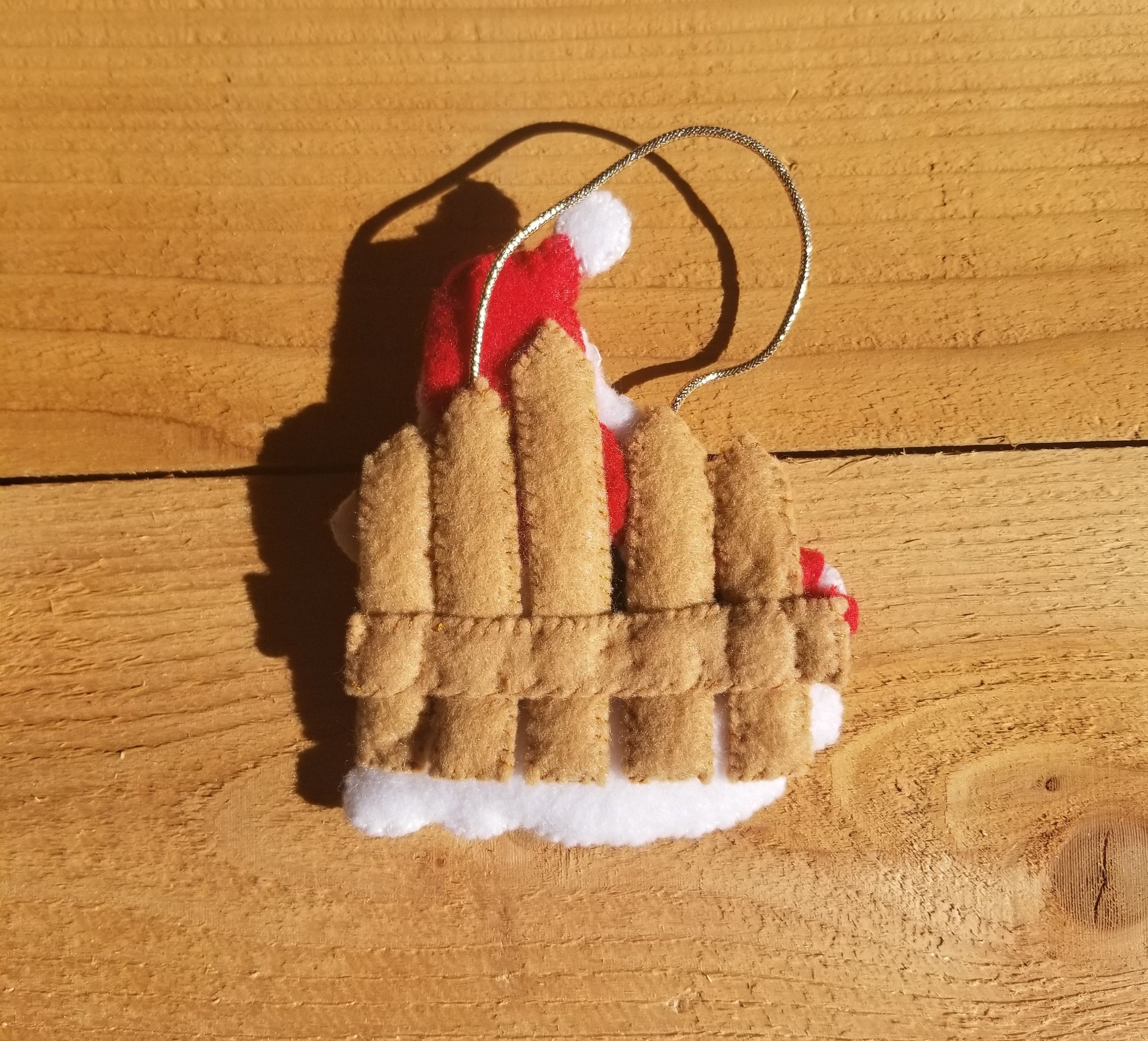Santa With Picket Fence and Wreath Ornament - Etsy