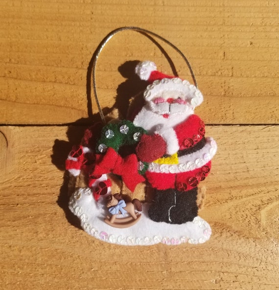 Santa With Picket Fence and Present Ornament - Etsy