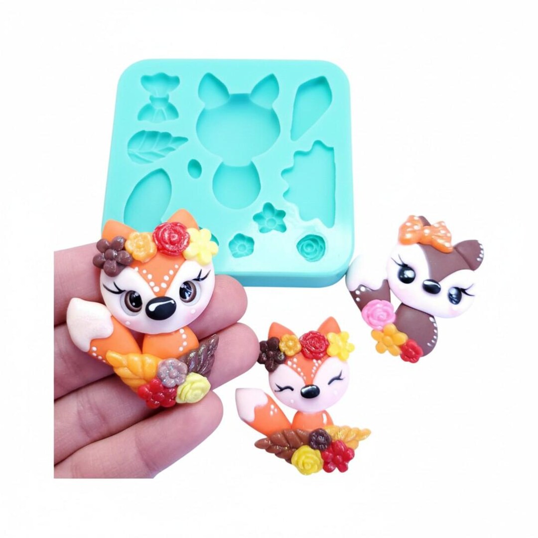 Cute Fox Multi-project Silicone Mold for Crafts Baking Resin Clay MS031 ...