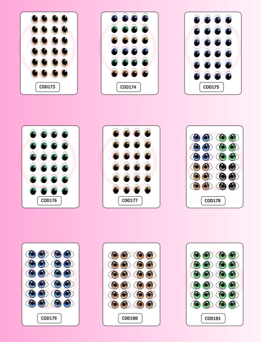 2D Eyes COD173 to COD181 | Adhesive Eyes High Quality Sticker Paper - Etsy