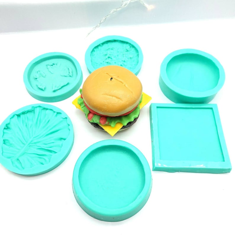 Mini Burger Silicone Mold Set of 6 | Realistic Hamburger Mold for Wax ...