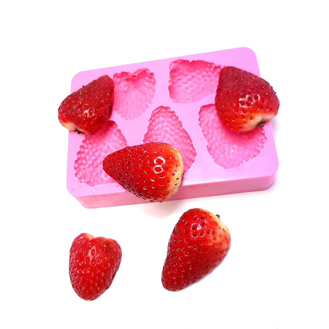 Strawberry Silicone Mold 5 Cavities Wax Mold Resin Mold Soap Mold ...