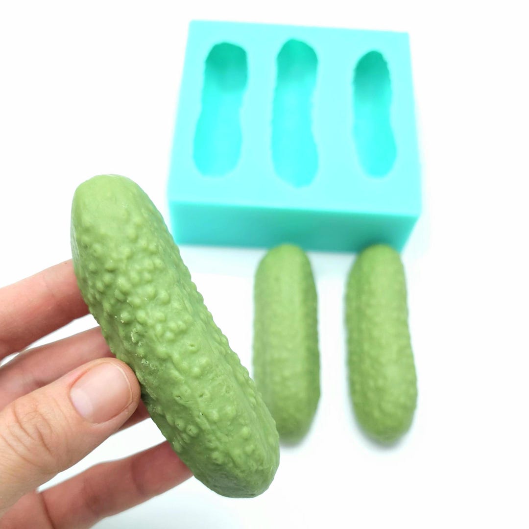 Pickle Silicone Mold, 3-cavity: Realistic Cucumber, Wax, Resin, Soap ...