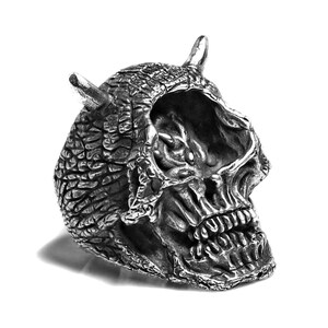 925 Sterling Silver Devil Cyclops Skull Ring With Horns / Biker Ring ...