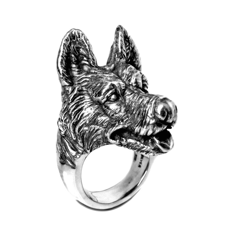 925 Sterling Silver German Shepherd Dog Ring / Dog Ring Silver / Dog ...