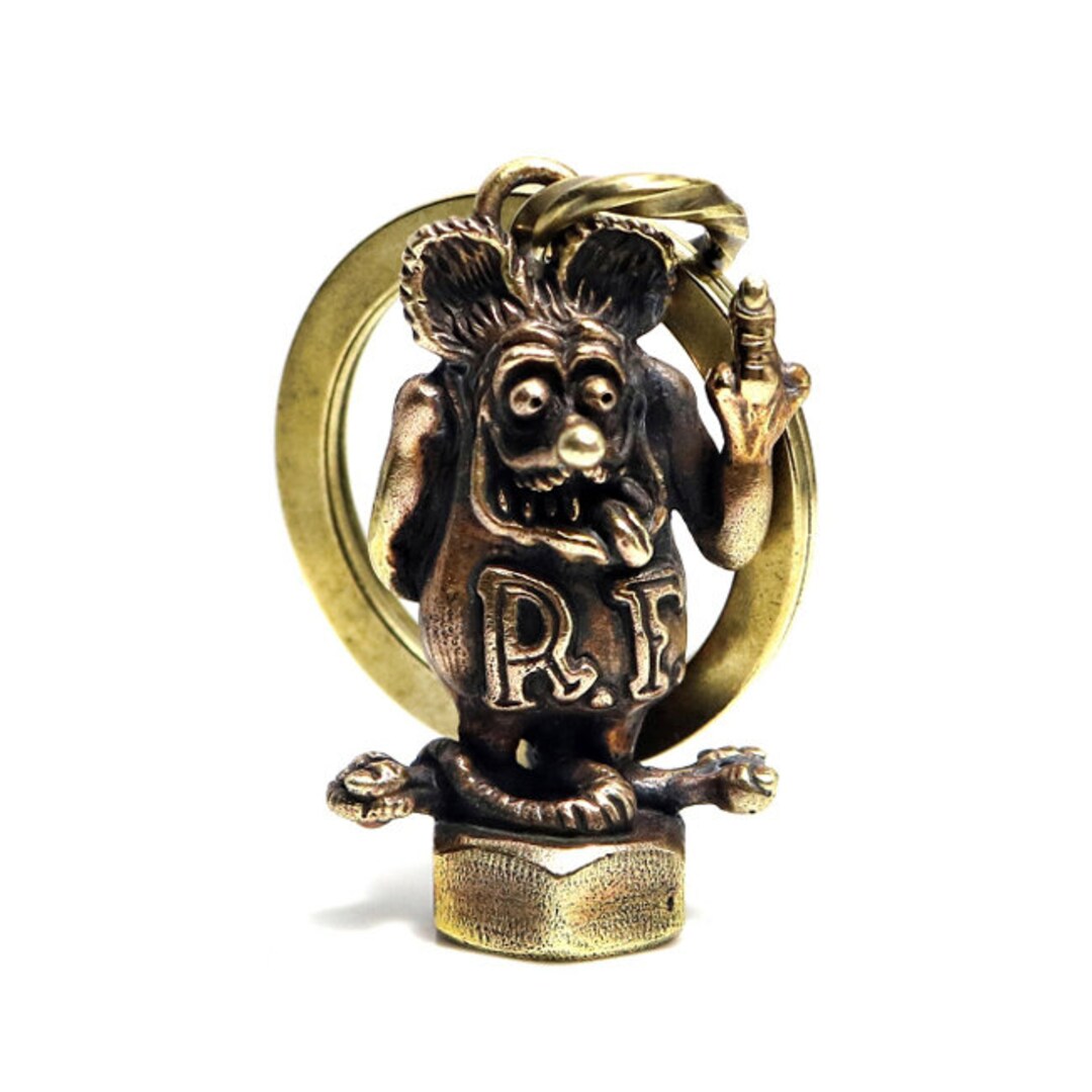 Solid Brass Rat Fink Keyring / Hotrod Keychain / Ratrod Keyring / Brass ...