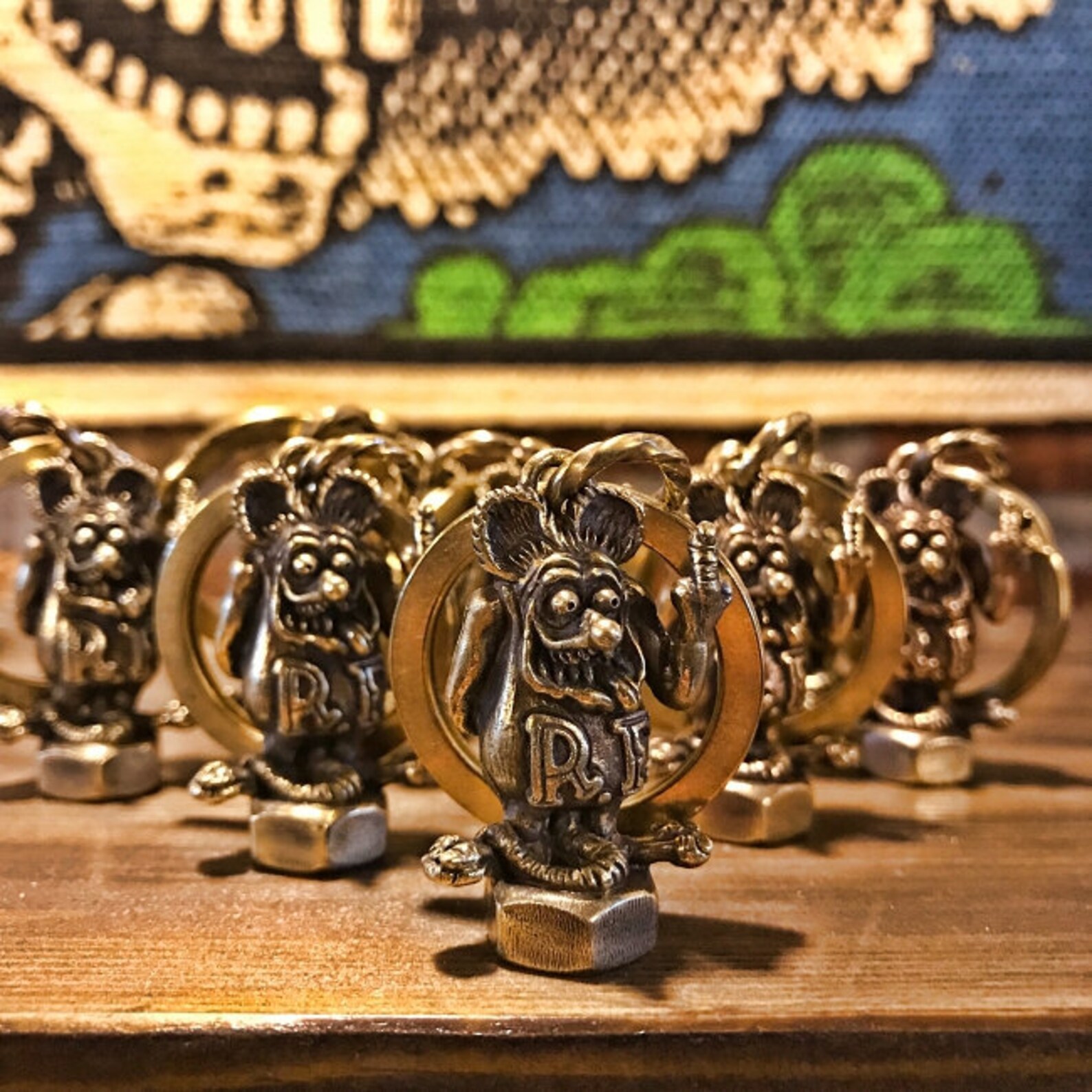 Solid Brass rat fink keyring / hotrod keychain / ratrod | Etsy