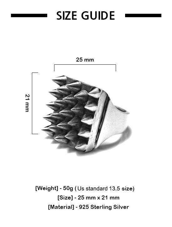925 Sterling Silver Spikes Ring / Studded Ring / Silver Horn | Etsy