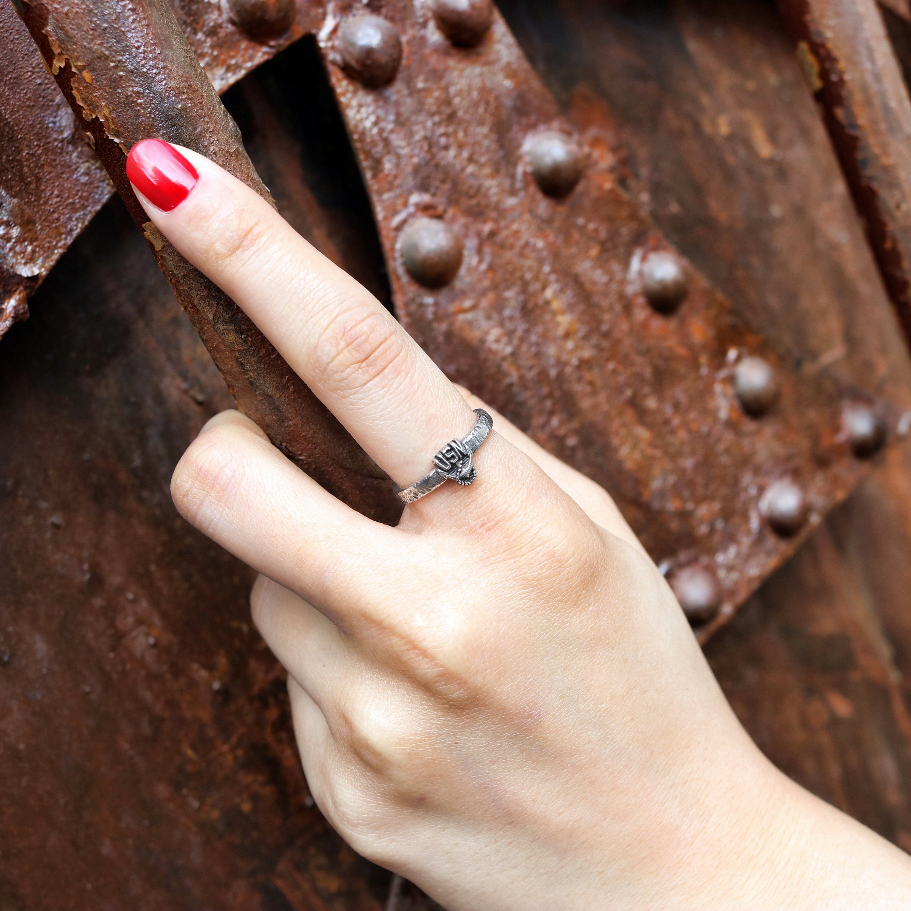 925 Sterling Silver Old USN Ring / WW2 Ring / Military Ring / Silver ...