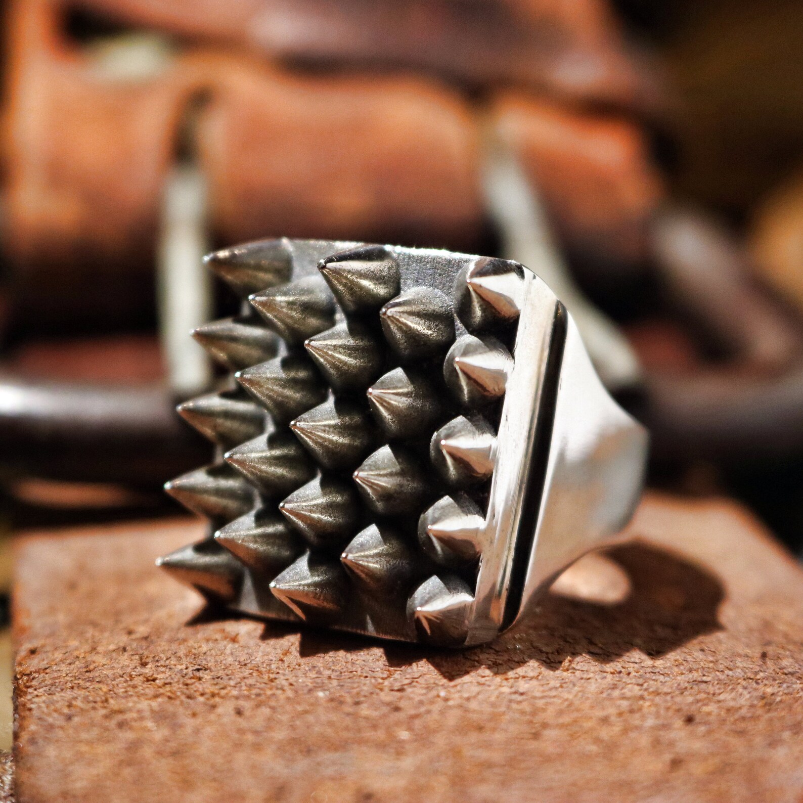 925 Sterling Silver Spikes Ring / Studded Ring / Silver Horn Ring ...