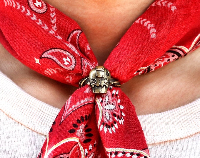 The Perfect Hand Solid Brass Retro Steampunk 403 Robot Bandana Toggle ...