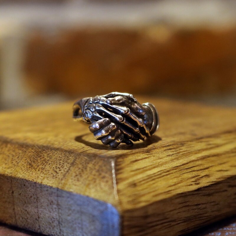 925 Sterling Silver Deal With Devil Ring / bones ring / skull | Etsy