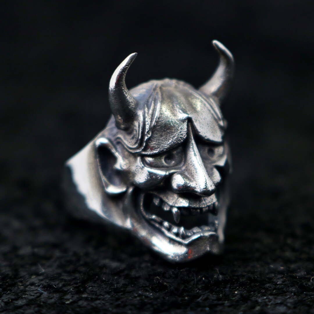 925 Sterling Silver Hannya Ring / Devil Ring / Evil Ring / Skull Ring ...