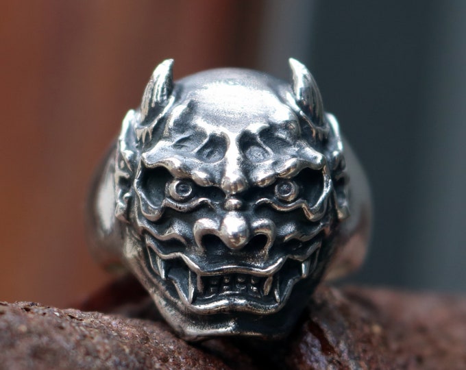925 Sterling Silver Oni Ring / Devil Ring / Evil Ring / Skull Ring ...