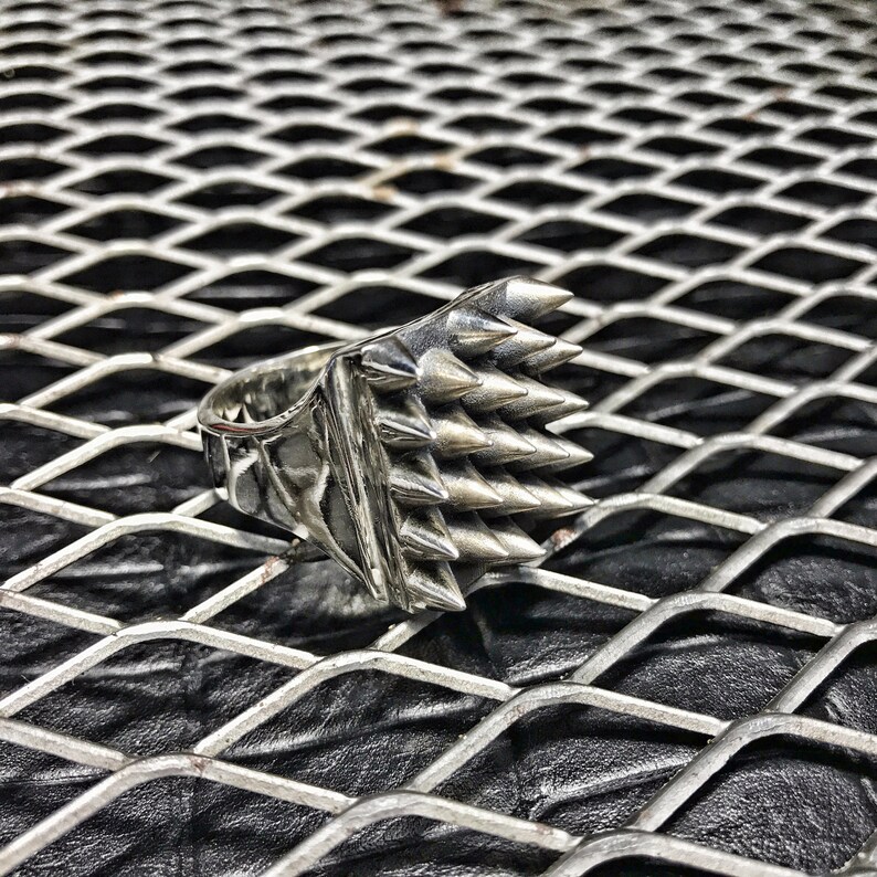 925 Sterling Silver Spikes Ring / Studded Ring / Silver Horn Ring ...