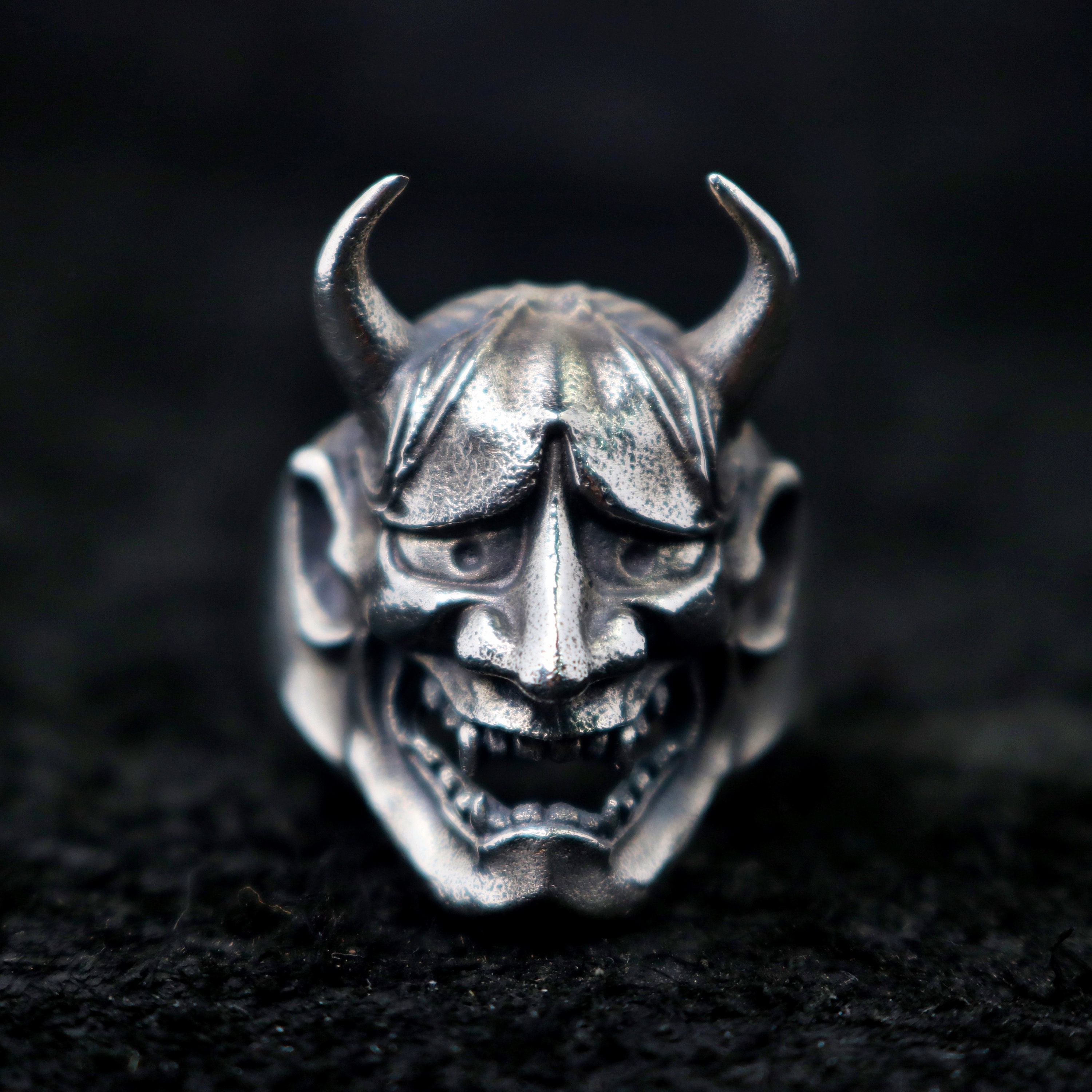 925 Sterling Silver Hannya Ring / Devil Ring / Evil Ring / Skull Ring ...
