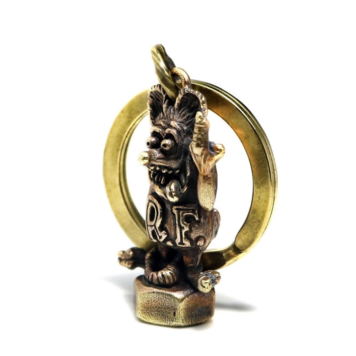 Solid Brass rat fink keyring / hotrod keychain / ratrod | Etsy