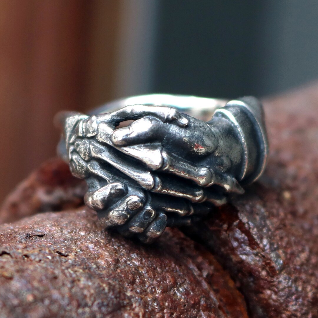 925 Sterling Silver Deal With Devil Ring / Bones Ring / Skull Ring ...