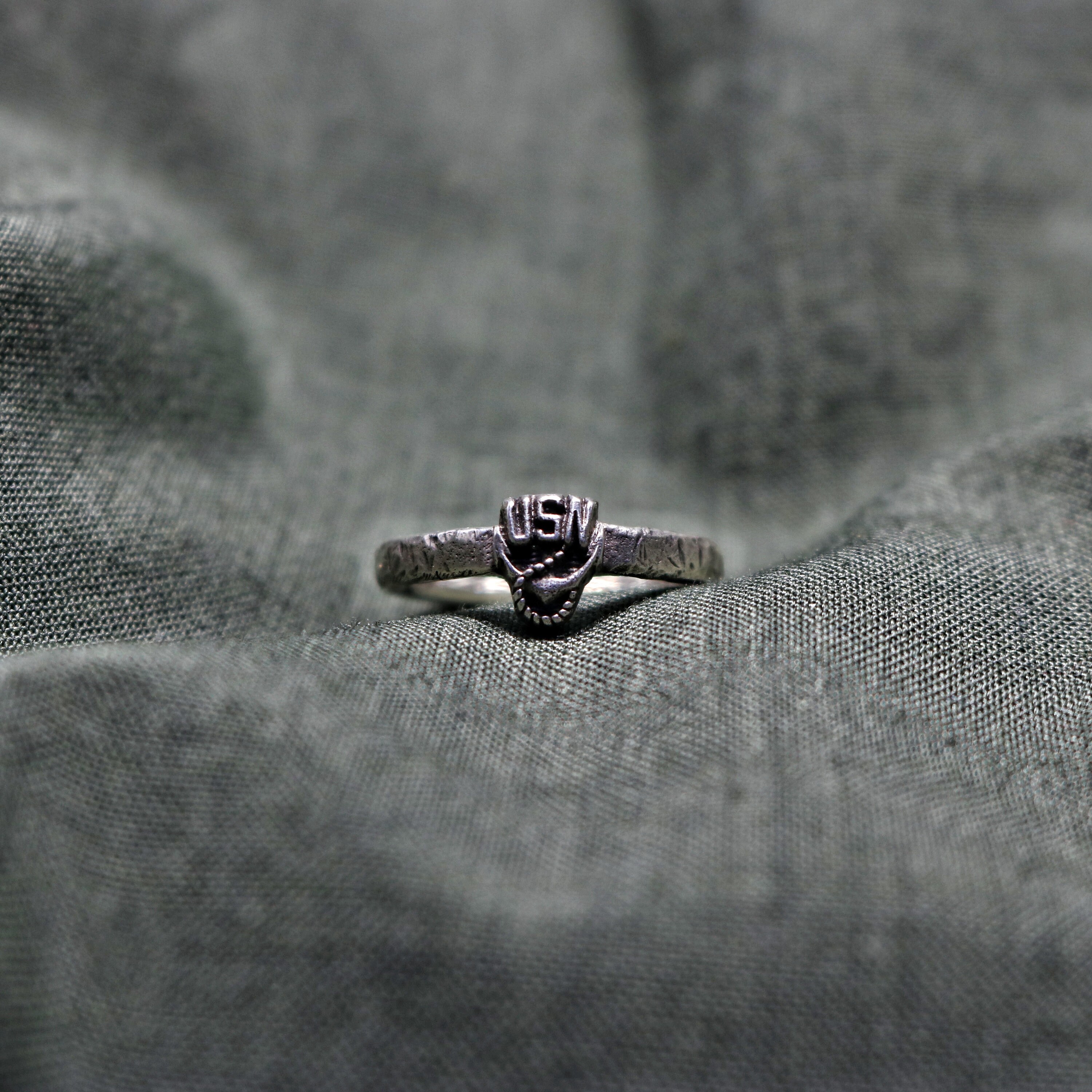 925 Sterling Silver Old USN Ring / WW2 Ring / Military Ring / Silver ...