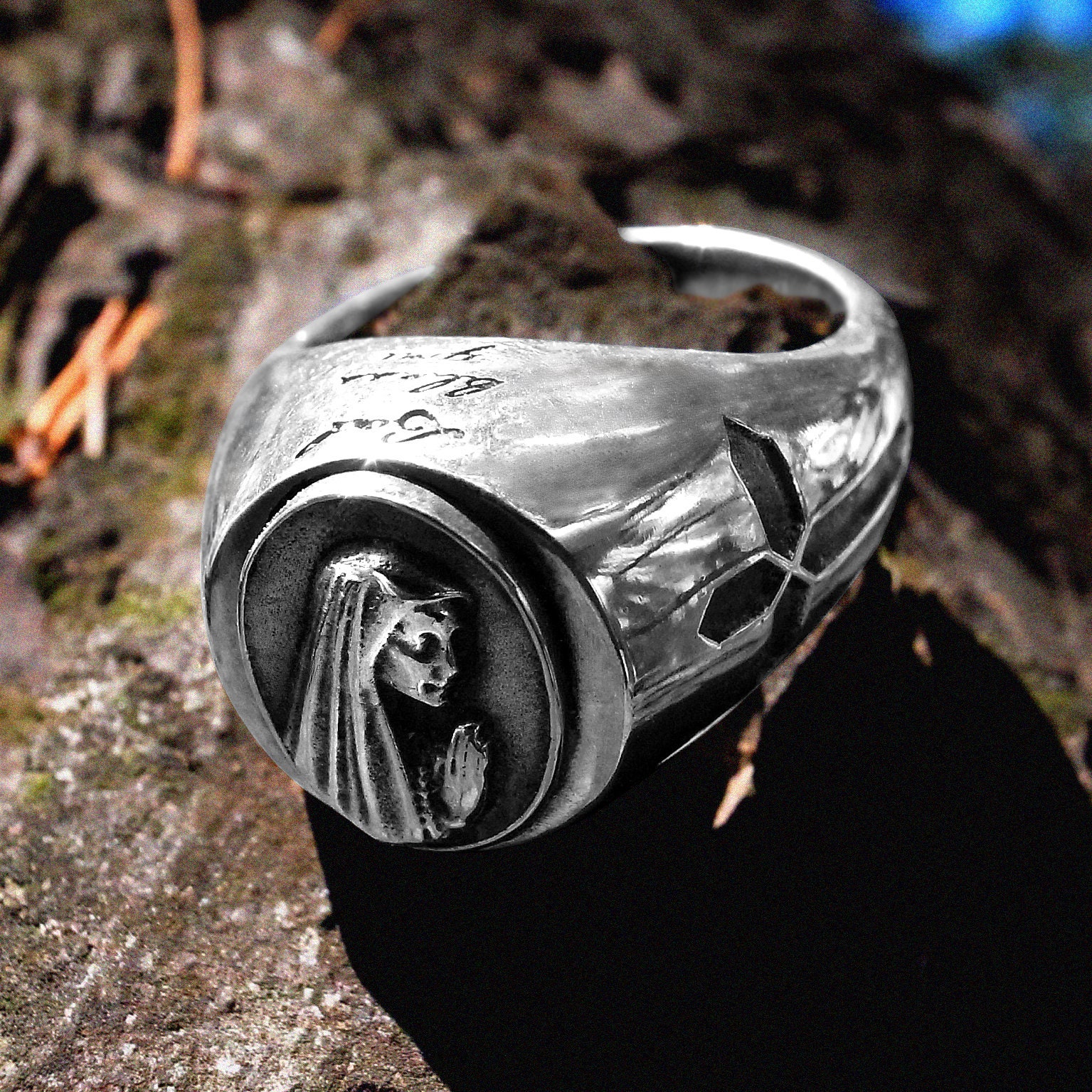 925 Sterling Silver Maria Ring / Cross Ring / the Holy Virgin - Etsy