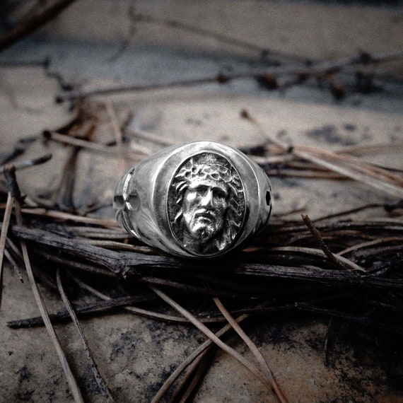 925 Sterling silver Jesus Ring / silver christian ring / | Etsy