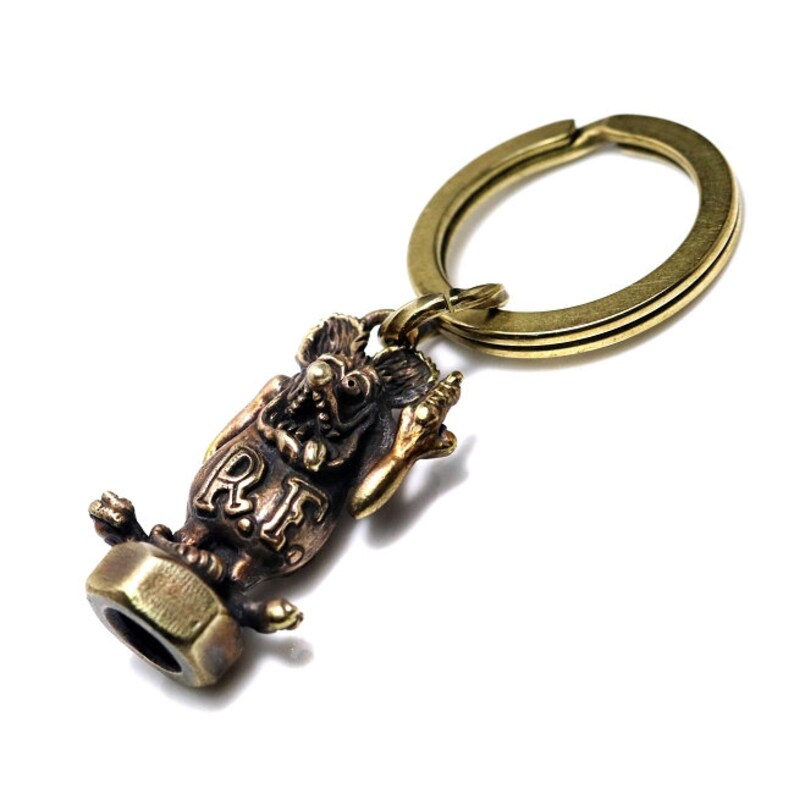 Solid Brass rat fink keyring / hotrod keychain / ratrod | Etsy