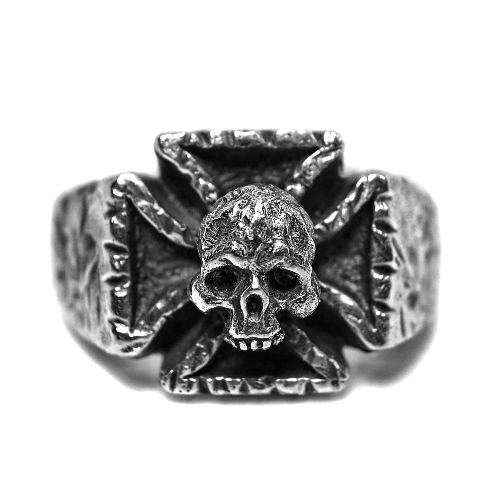 925 Sterling Silver Old Patee Cross With Skull Ring / Silver | Etsy
