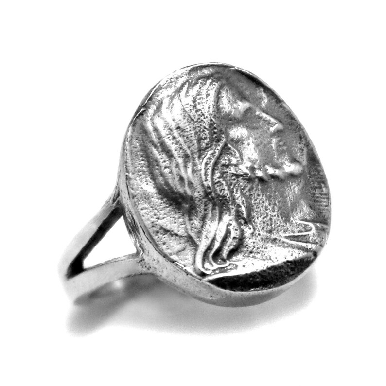 925 Sterling Silver Jesus Coin Ring / Silver Christian Ring / | Etsy