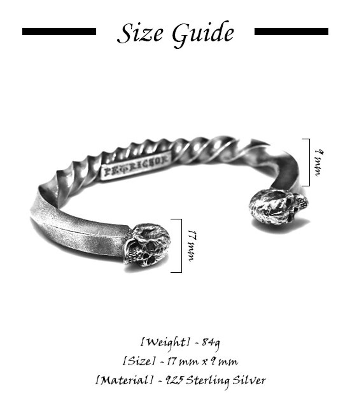 925 Sterling Silver Skull Twisted Bangle Bracelet / Skull Silver Bangle ...
