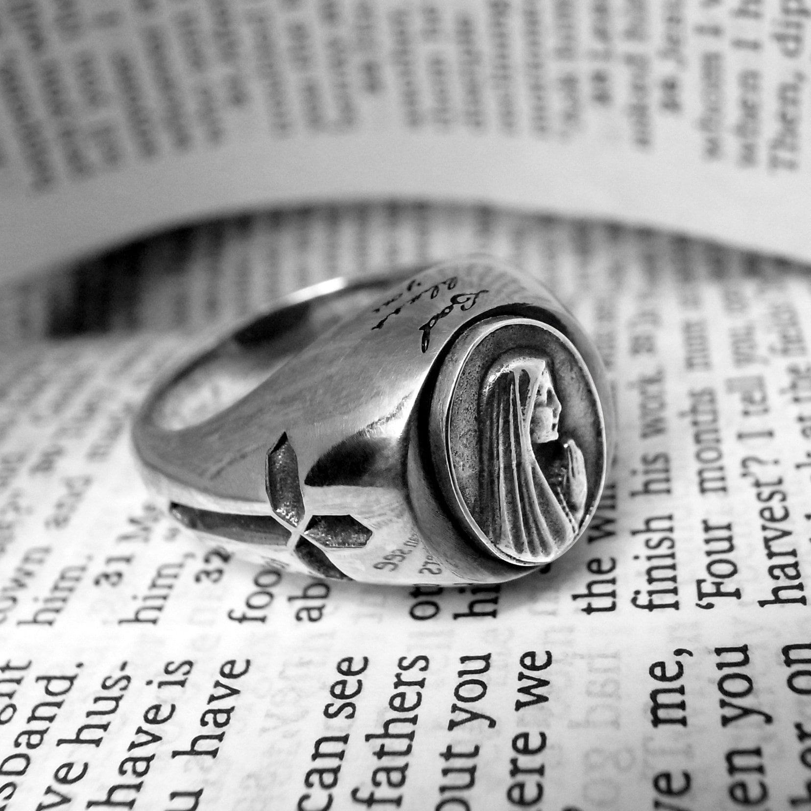 925 Sterling Silver Maria Ring / Cross Ring / the Holy Virgin - Etsy