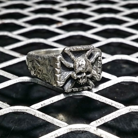 925 Sterling Silver Old Patee Cross With Skull Ring / Silver | Etsy