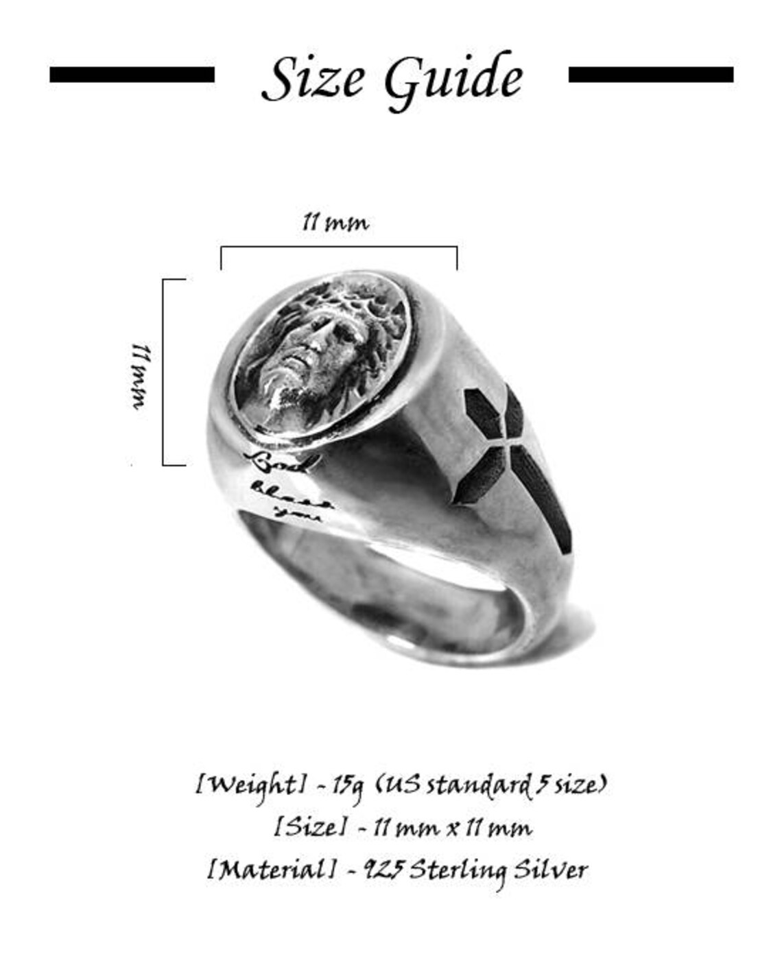 925 Sterling silver Jesus Ring / silver christian ring / | Etsy