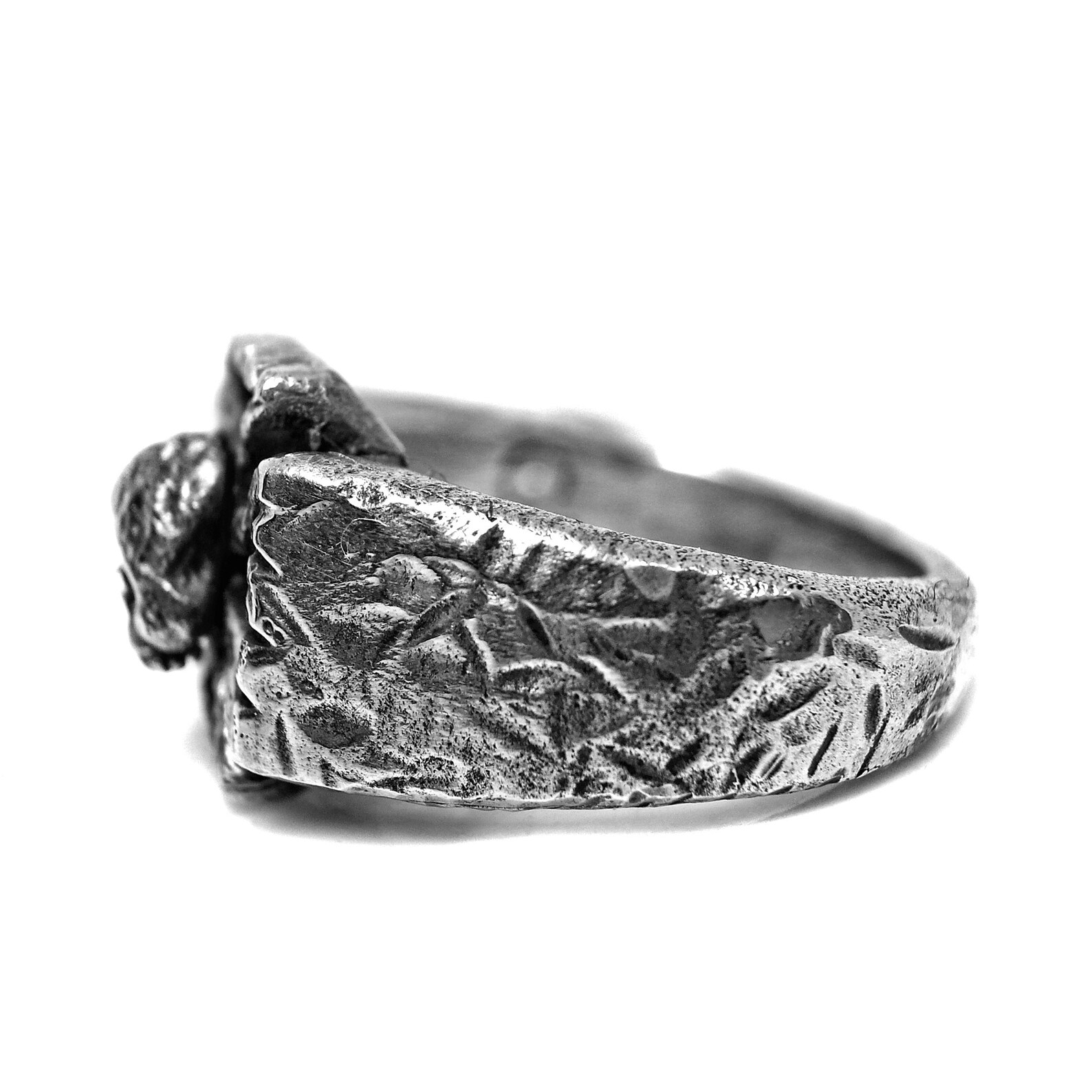 925 Sterling Silver Old Patee Cross With Skull Ring / Silver | Etsy