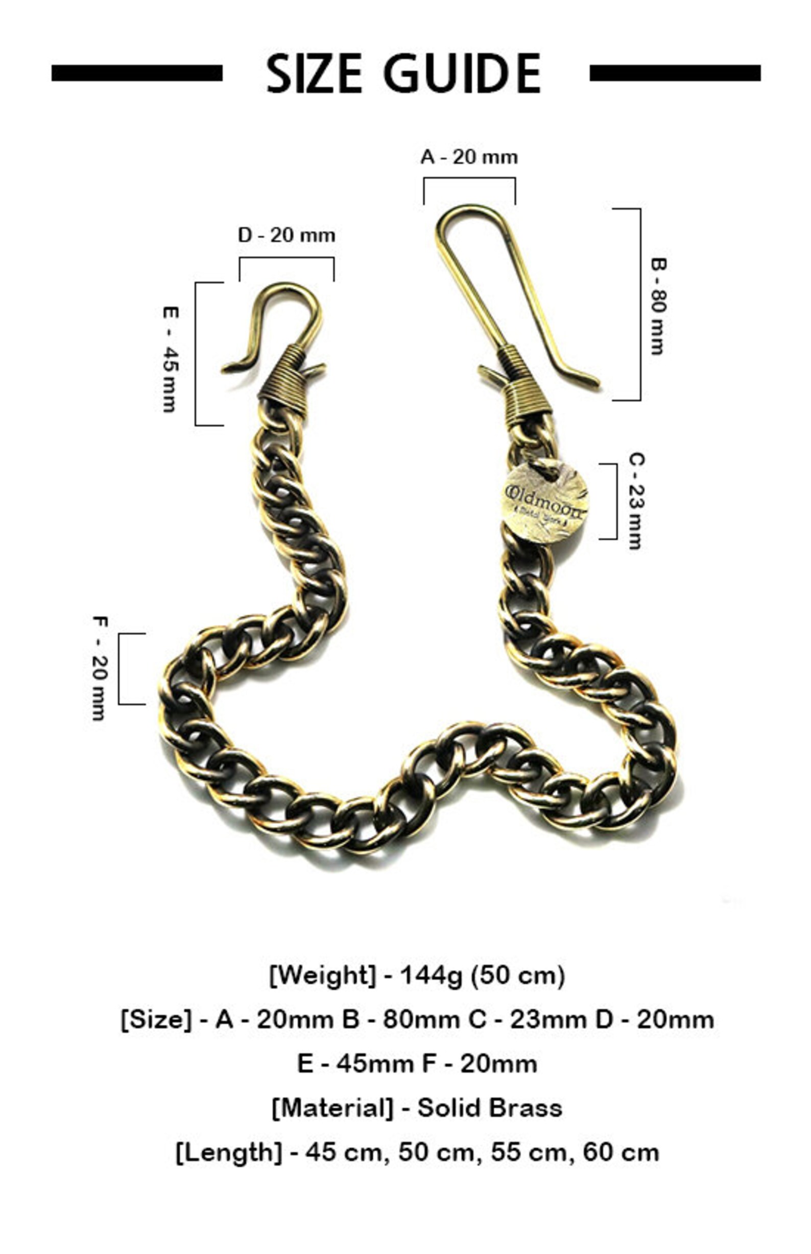 Solid Brass 815 wallet chain / brass key chain / gold brass | Etsy