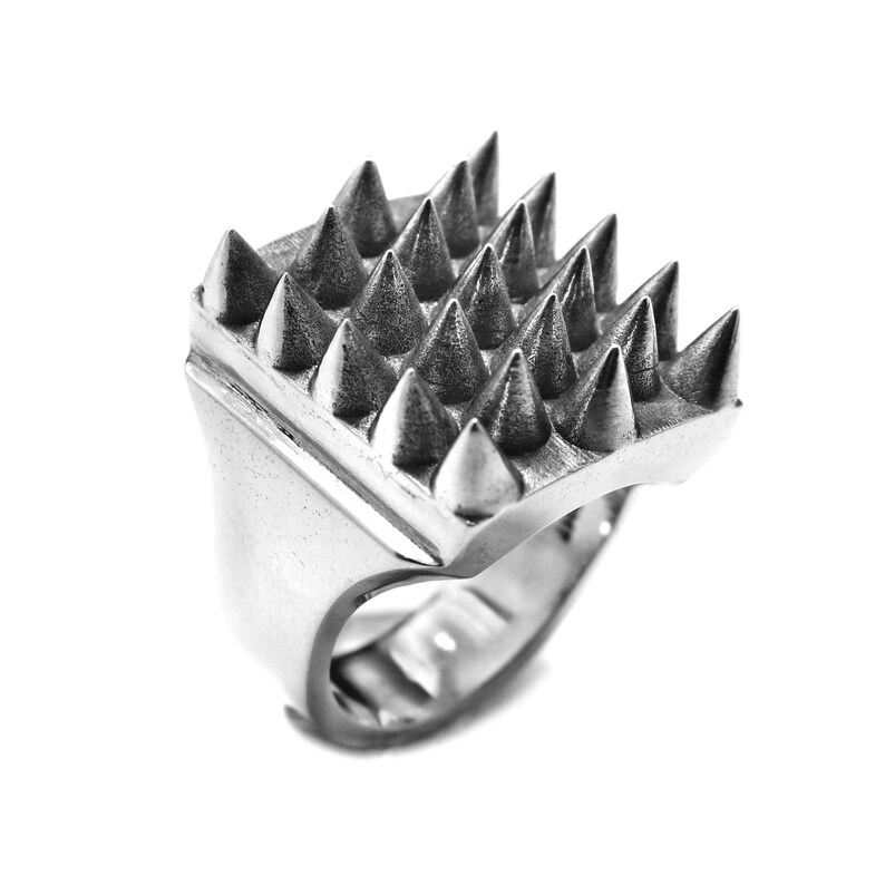 925 Sterling Silver Spikes Ring / Studded Ring / Silver Horn Ring ...