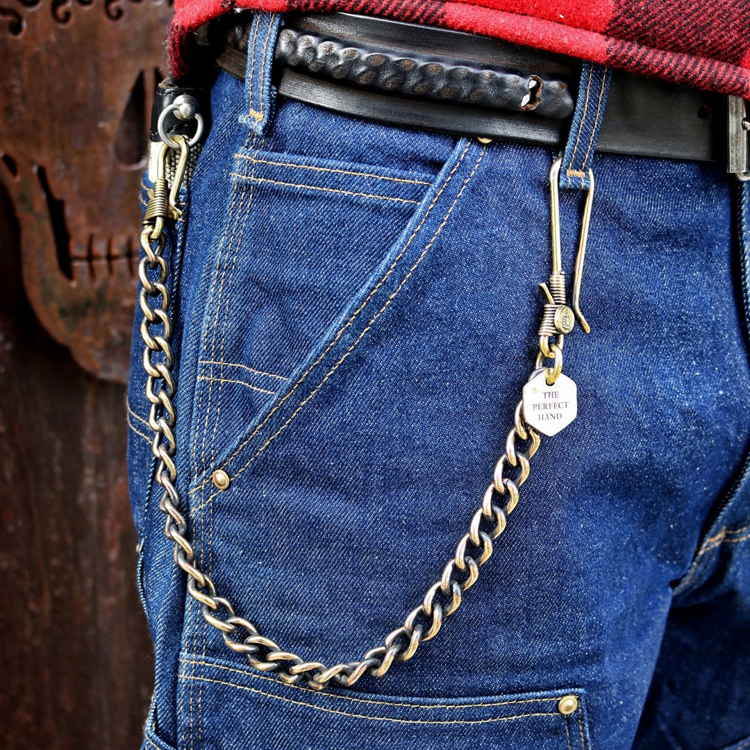 Solid Brass Fish Hook Wallet Chain / Vintage Brass Key Chain / Brass ...