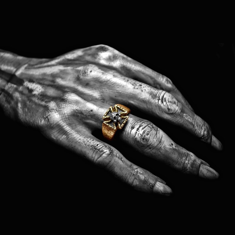 Solid Brass X 925 Sterling Silver Old Patee Cross With Skull - Etsy