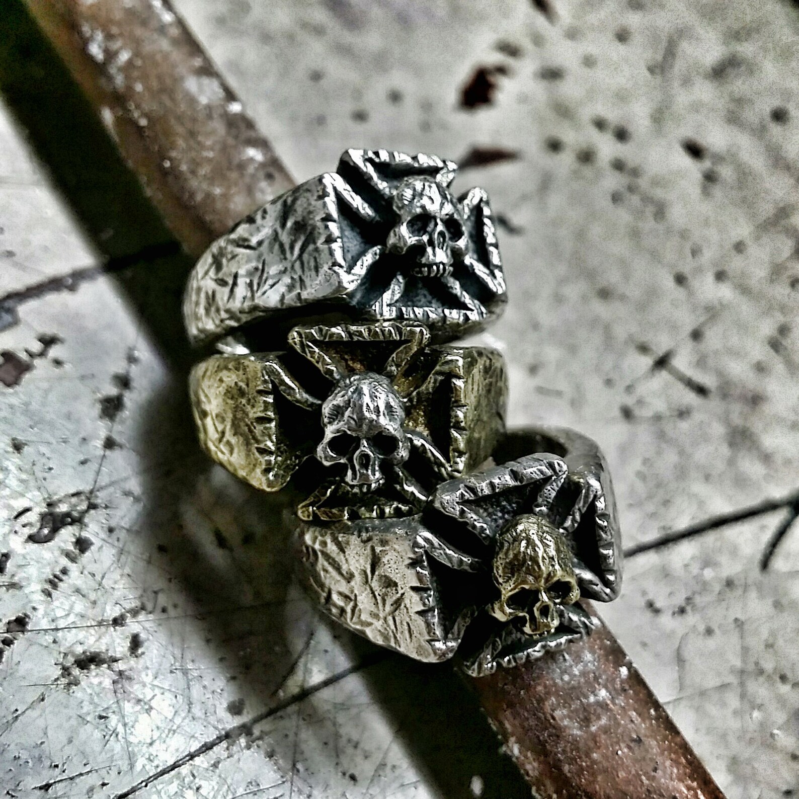 925 Sterling Silver Old Patee Cross With Skull Ring / Silver | Etsy