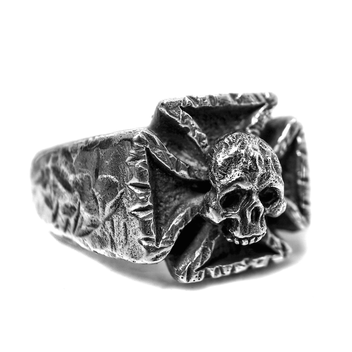 925 Sterling Silver Old Patee Cross With Skull Ring / Silver | Etsy