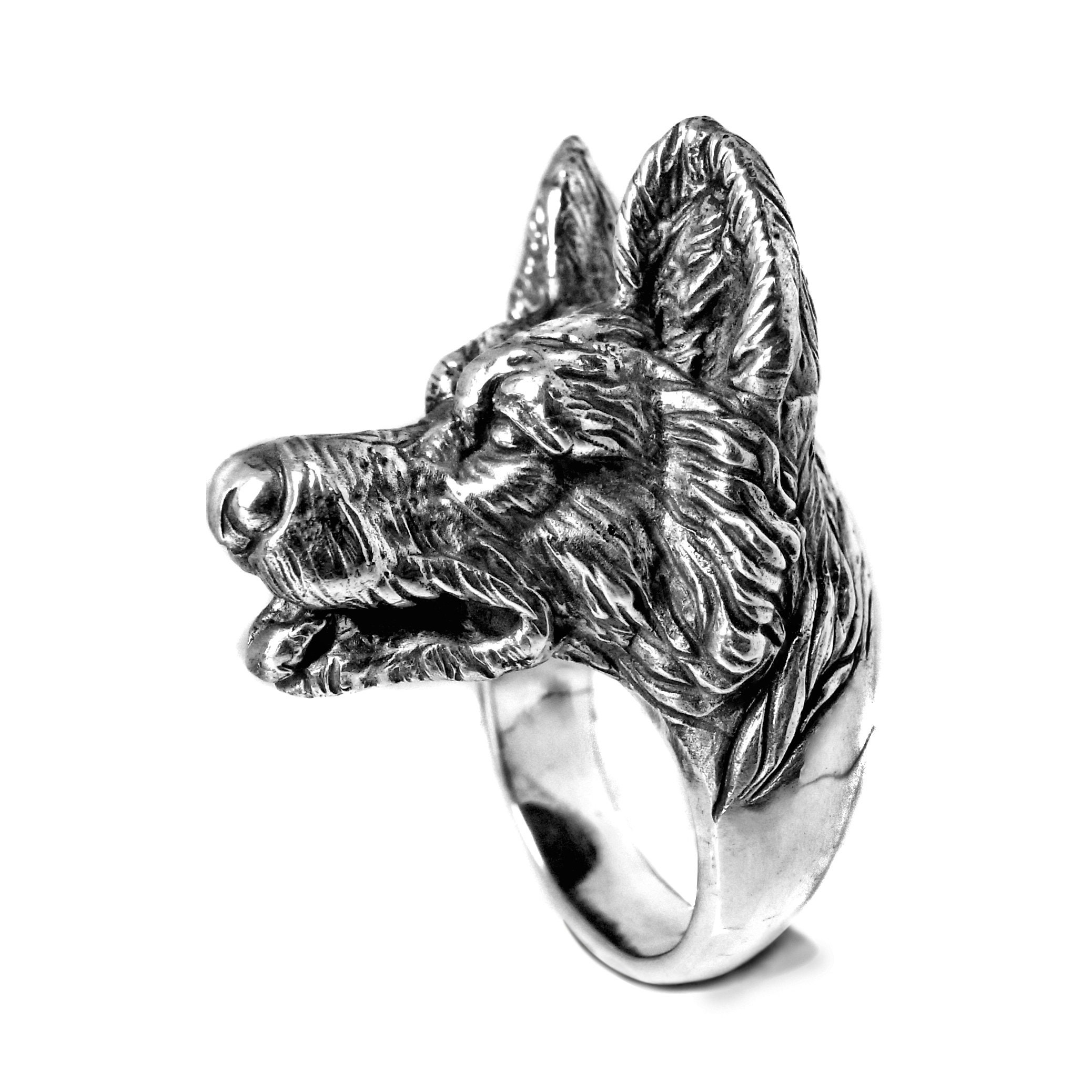 925 Sterling Silver German Shepherd Dog Ring / Dog Ring Silver / Dog ...