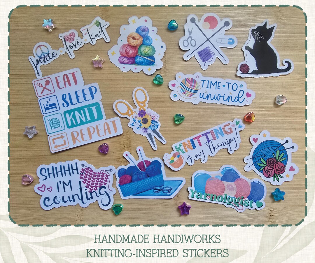Knitting Sticker Pack | Cozy Yarn and Needles Stickers | Gifts for ...