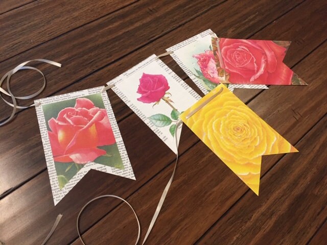 Roses Banner, Spring, Summer, Garden, Party, Tea Party, Mantel, Shelf ...
