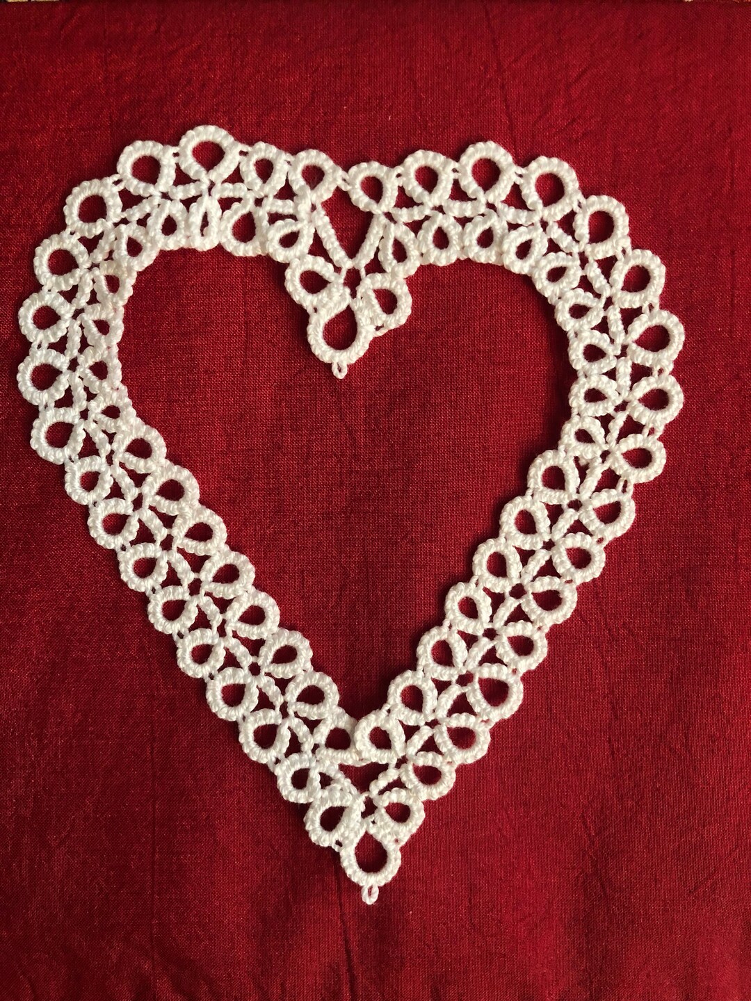 Heart, Handmade Tatted Lace Heart: 13th Anniversary Gift, Valentine's ...