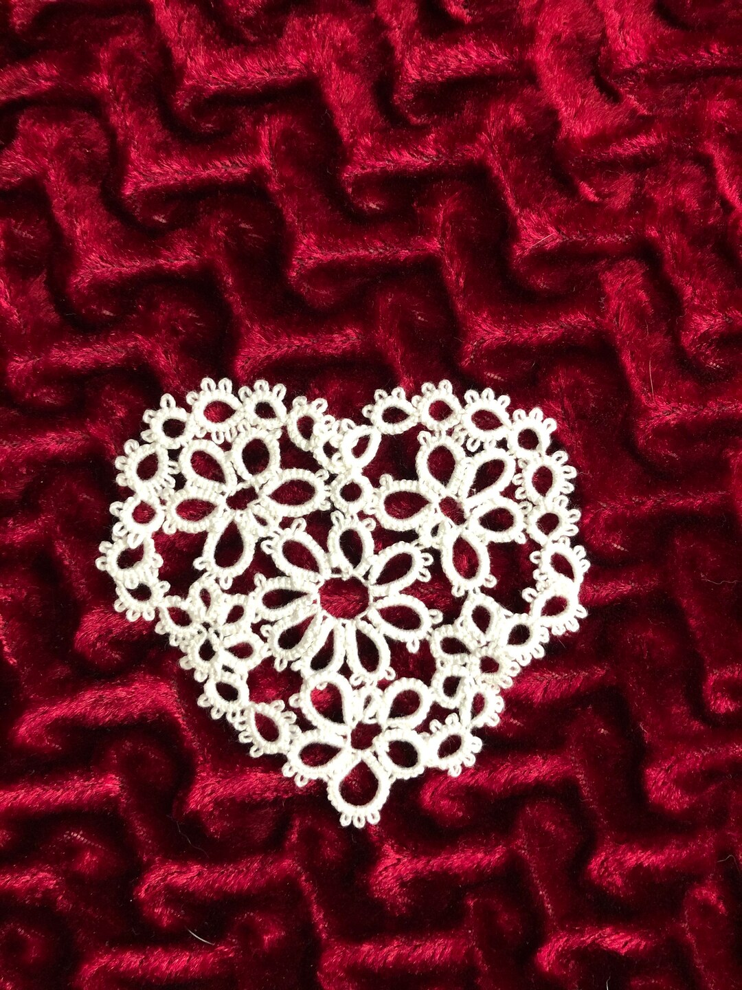 Handmade Tatted Lace Heart: 13th Anniversary Gift, White Lace ...