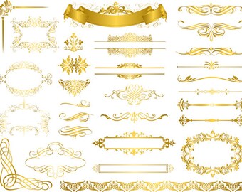 Swirl Frame Clipart | Etsy