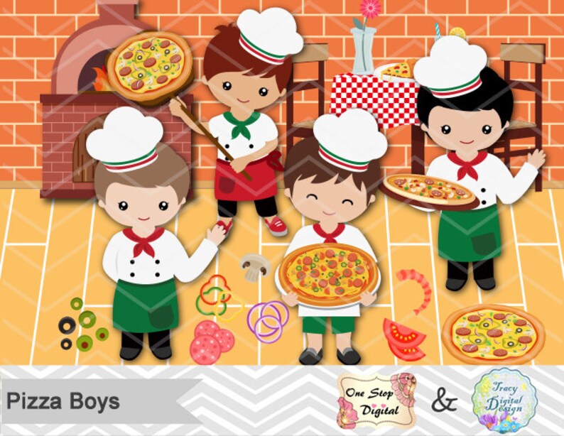 Instant Download Pizza Party Clip Art Pizza Boy Clipart Little | Etsy