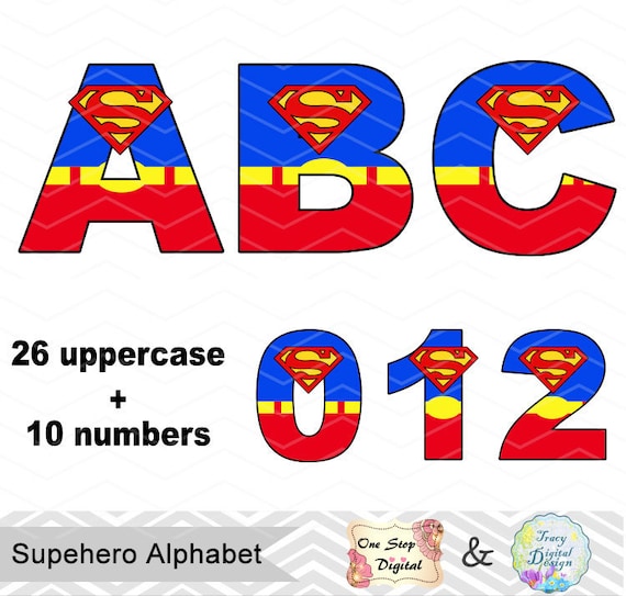 Instant Download Superman Alphabet Digital Clip Art Superman | Etsy