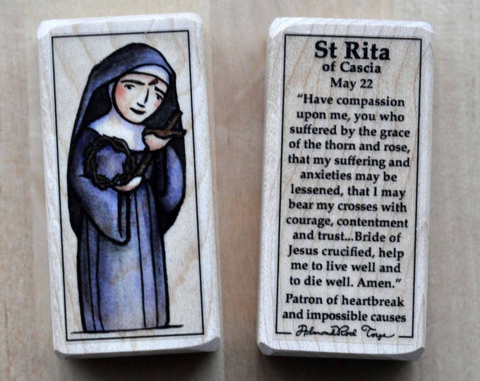 St Rita of Cascia Patron Saint Block With Gift Bag // Patron of ...