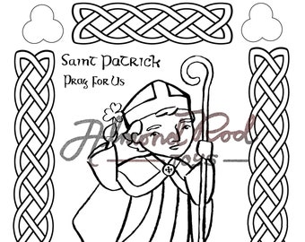St. Patrick Coloring Page for Catholic Kids - Digital Download - Print ...